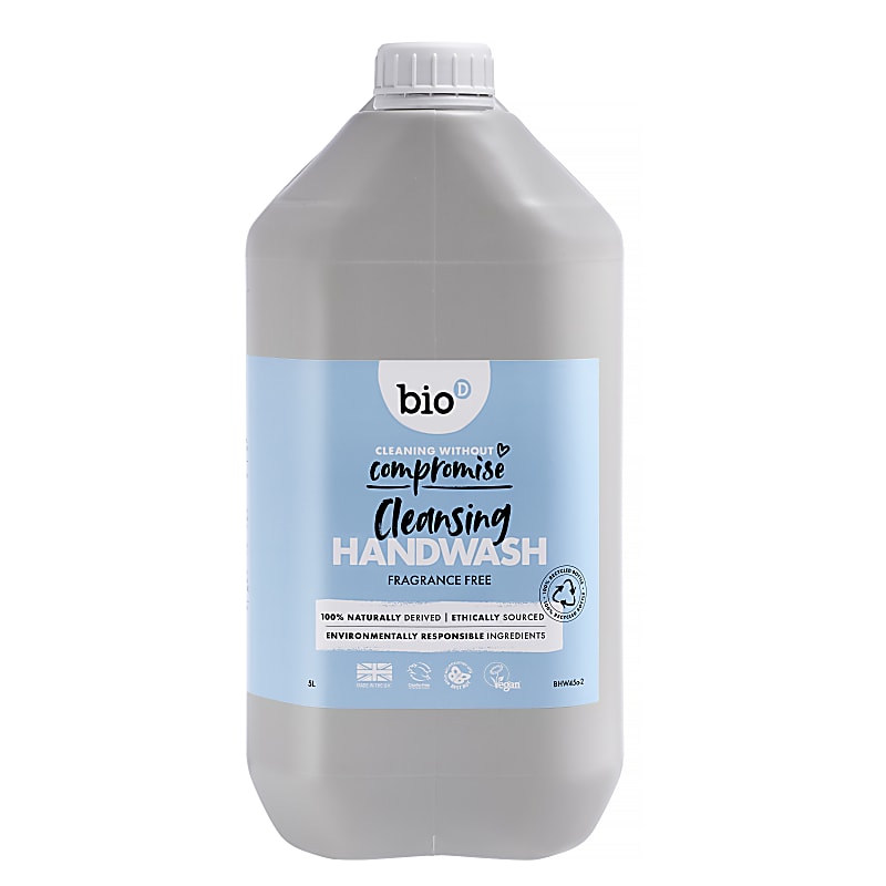 Bio-D Fragrance Free Sanitising Hand Wash 5L Refill | Big Green Smile