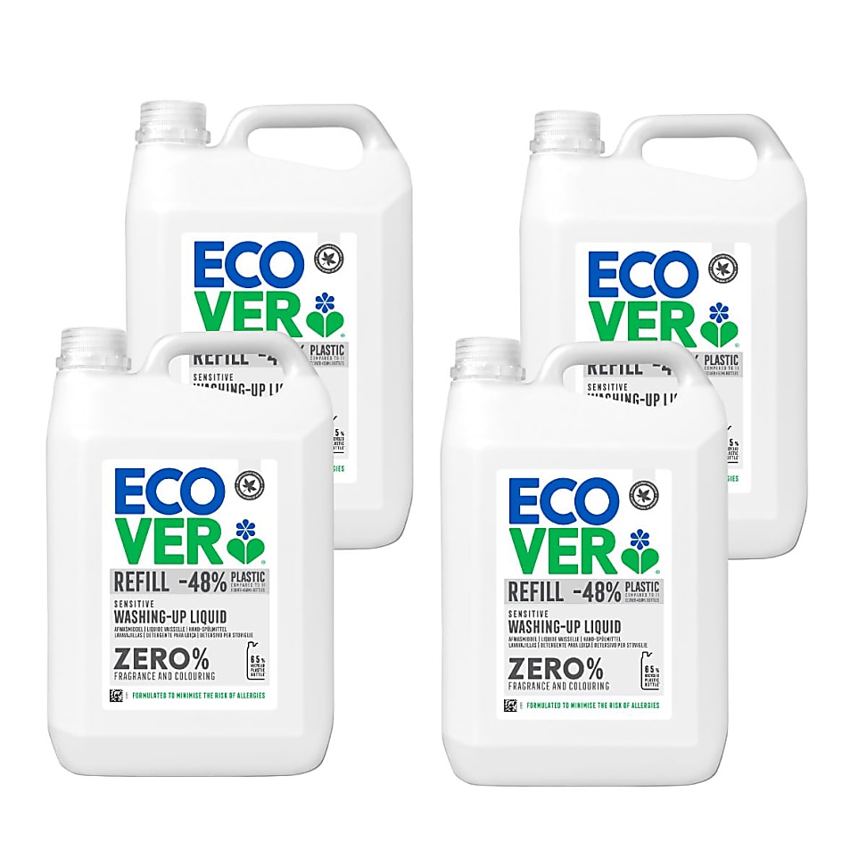 Bulk Buy Ecover ZERO Washing Up Liquid 5L Refill Bundle | Bulk Buy ...