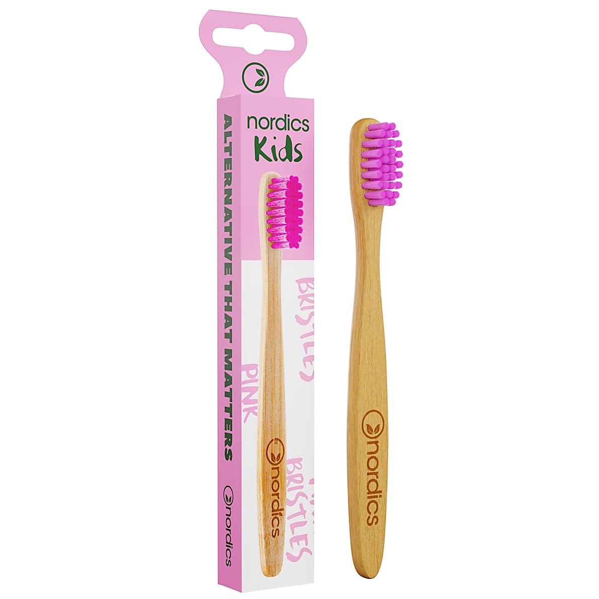 Nordics Bamboo Kids Toothbrush Pink Bristles